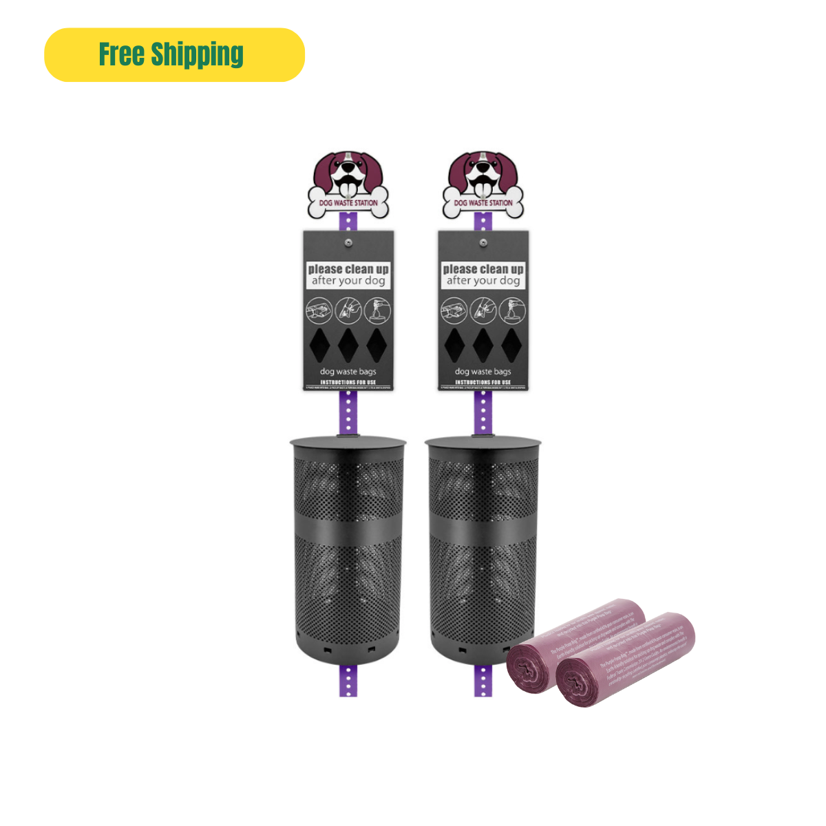 Purple Dog Waste Station Bundle (2 Stations)
